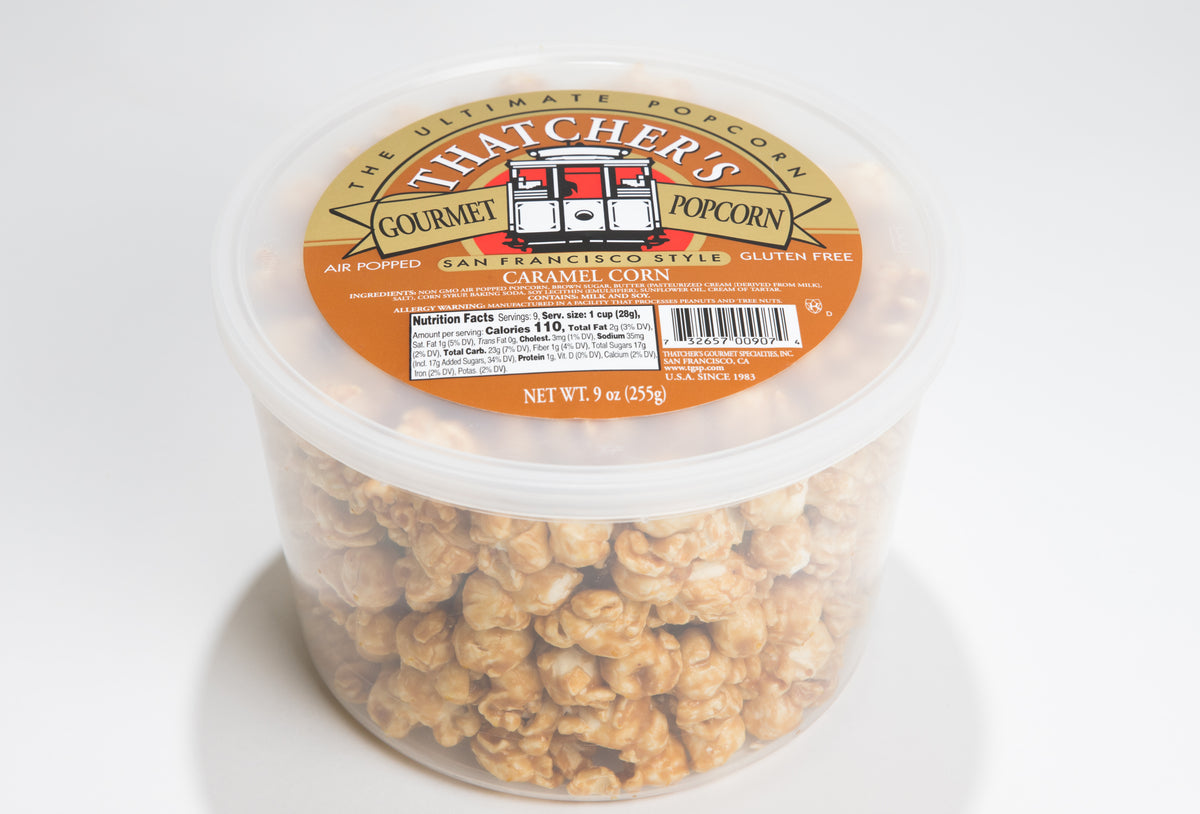 Gourmet 9OZ Caramel Popcorn Tub - Sweet & Delicious Snack
