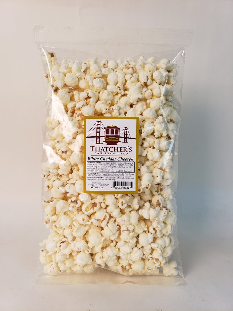 4 OZ White Cheddar Cheese Popcorn - Gourmet Snack in Large Bag